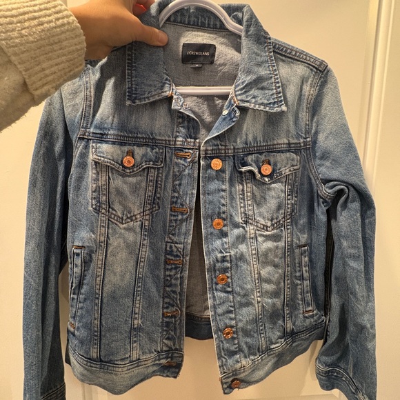 J. Crew | Jackets & Coats | J Crew Light Blue Denim Jacket With Copper ...